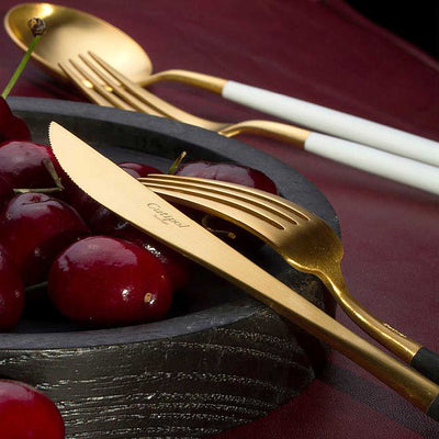 Cutipol Goa White Matte Brushed Gold-Plated Cutlery Collection– Abode ...