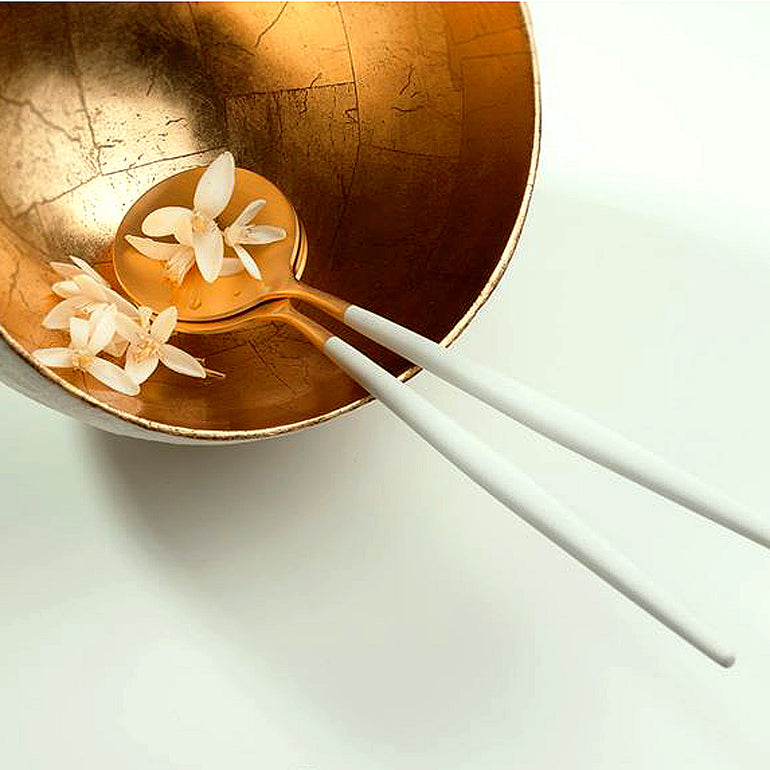 Cutipol Goa White Matte Brushed Gold-Plated Cutlery Collection– Abode ...