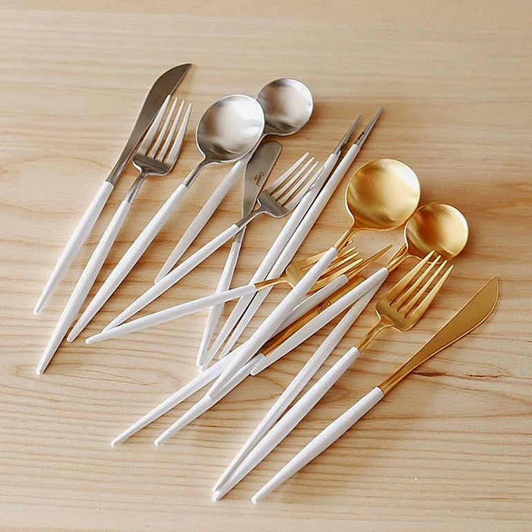 Cutipol Goa White Matte Brushed Stainless Steel Cutlery Collection ...