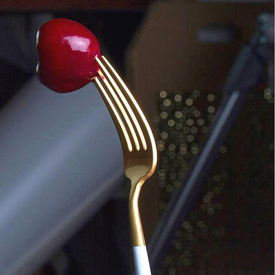 Cutipol Goa White Matte Brushed Gold-Plated Cutlery Collection– Abode ...