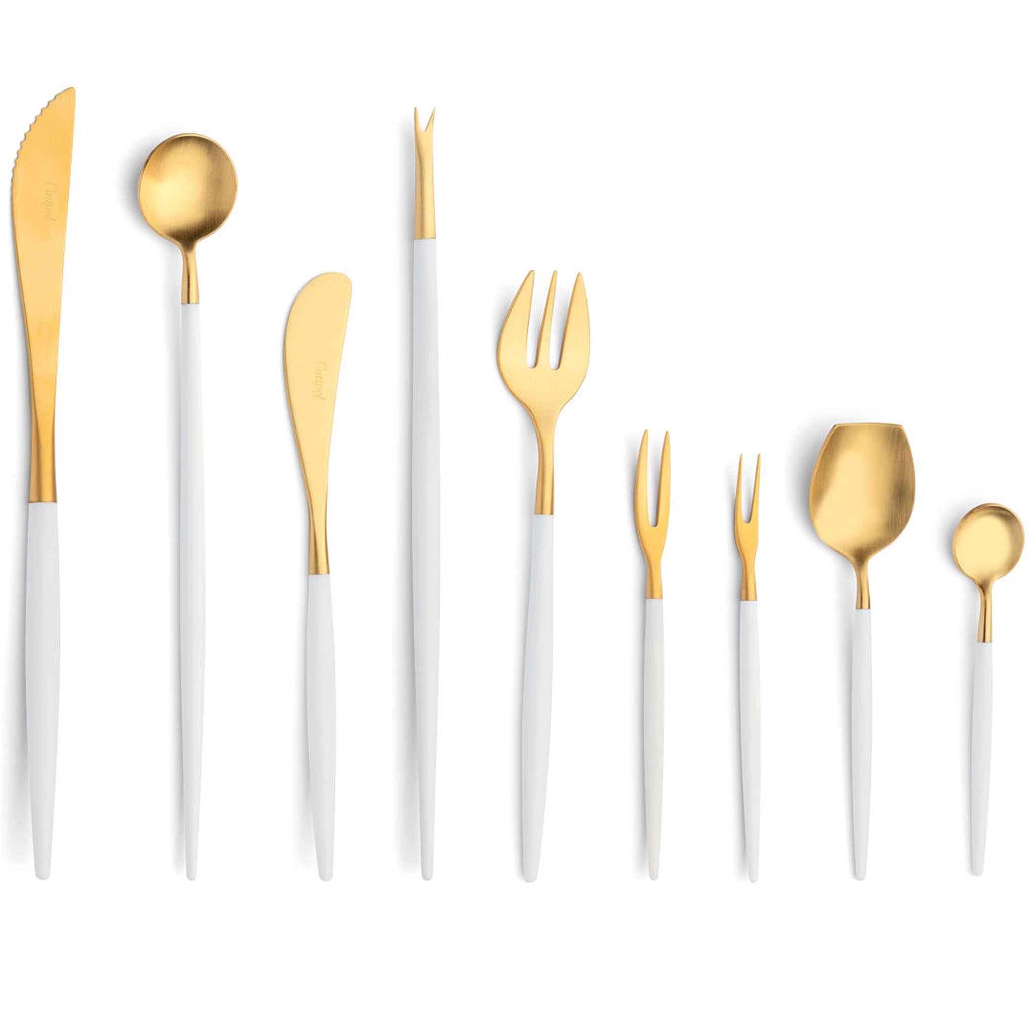 Cutipol Goa White Matte Brushed Gold-Plated Cutlery Collection– Abode ...