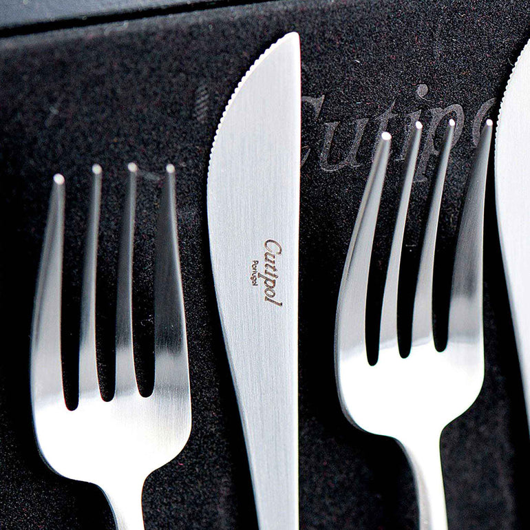 Cutipol Goa Black Matte Brushed Cutlery Collection from Abode New York