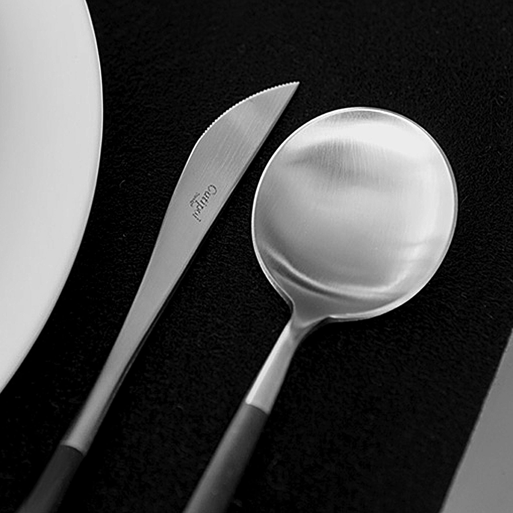 Cutipol Goa Black Matte Brushed Cutlery Collection from Abode New York